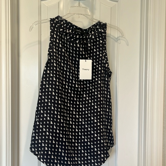 Theory | Tops | Nwt Womens Theory S Black White Sleeveless Shell | Poshmark